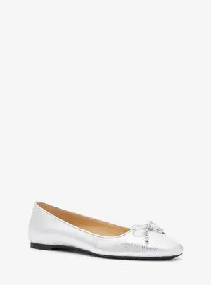 Michael Kors Nori Flex Metallic Leather Ballet Flat - Silver