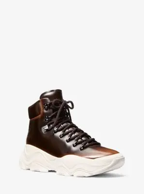 Michael Kors Atlas Burnished Leather Lace-up Boot