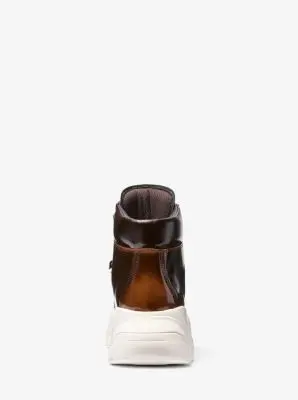 Michael Kors Atlas Burnished Leather Lace-up Boot