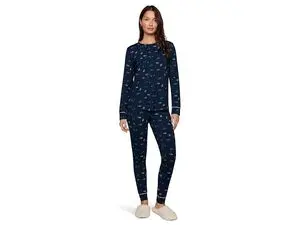 Eberjey Gisele Printed Crew Pj Set Women's Pajama Sets Forest Pine Navy/ivory Navy