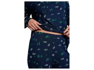 Eberjey Gisele Printed Crew Pj Set Pajama Sets Forest Pine /ivory - Navy