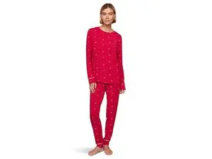Eberjey Gisele Printed Tenceltm Modal Crew Neck Pj Set Women's Pajama Sets Forest Pine Navy/ivory Nutcracker Holly Red/ivory