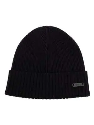 BOSS Ribbed Virgin Wool Beanie - Blue