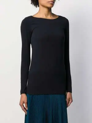 Majestic Filatures Boat Neck Stretch Top - Black