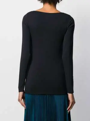Majestic Filatures Boat Neck Stretch Top - Black
