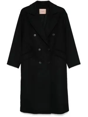 Women's Black Double Breasted Coats