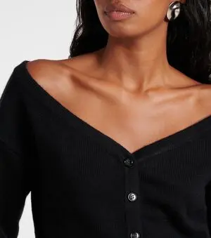 LISA YANG Beata Off-shoulder Cashmere Cardigan - Black