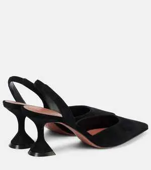 Amina Muaddi Holli 70 Suede Slingback Pumps