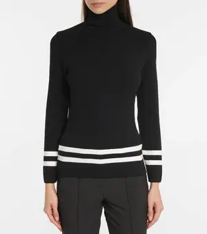 Fusalp Striped Turtleneck Knit Sweater - White