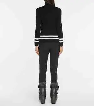 Fusalp Striped Turtleneck Knit Sweater - White