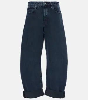 FRAME Bubble High-rise Barrel-leg Jeans - Blue