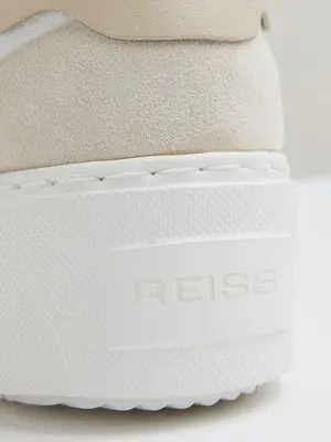 REISS Casey Leather Slip-on Trainers - White