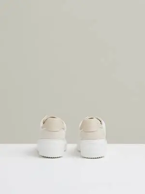 REISS Casey Leather Slip-on Trainers - White