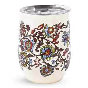 VERA BRADLEY Stainless Steel Wine Tumbler In Marrakesh Vines Cream