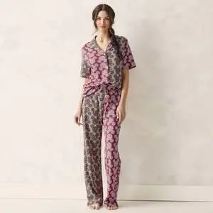 VERA BRADLEY Disney Button-down Pajama Set In Mickey Mouse Kaleidoscope Multi