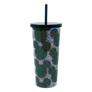 VERA BRADLEY Disney Tumbler With Straw In Mickey Mouse Kaleidoscope Multi - Green/pink