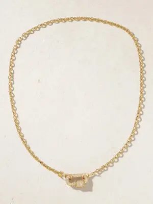 MARLA AARON Allstone Chubby Babylock + Pulley Chain 14-karat Diamond Necklace - Gold