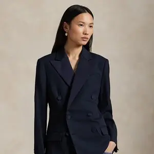 Ralph Lauren Double-breasted Wool Blazer With Silk Lapels - Rl Navy