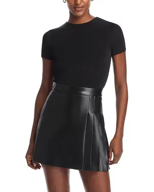 Alice + Olivia Chara Faux Leather Short Sleeve Dress