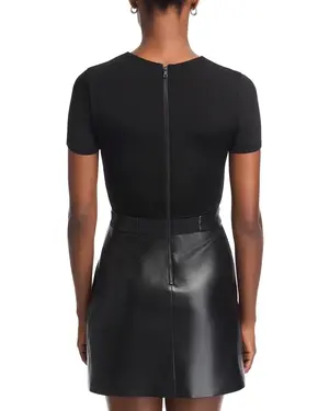 Alice + Olivia Chara Faux Leather Short Sleeve Dress