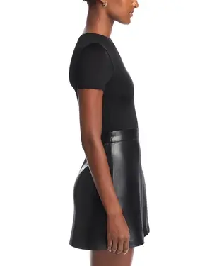Alice + Olivia Chara Faux Leather Short Sleeve Dress
