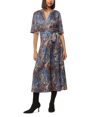 Whistles Marlow Dashed Spot Print Midi Dress