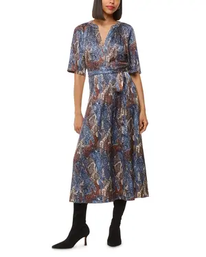 Whistles Marlow Dashed Spot Print Midi Dress