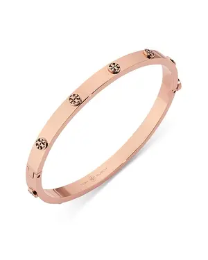 Tory Burch Miller Logo Studded Bangle Rose Gold