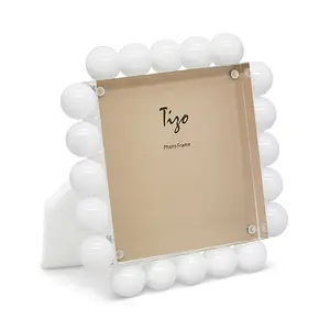 TIZO Lucite Small Square Frame With Bubbles - White