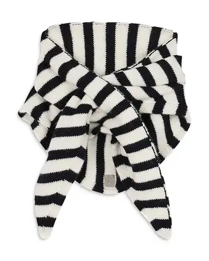 Sandro Shani Wool & Cashmere Collar Snood Scarf Navy/ecru