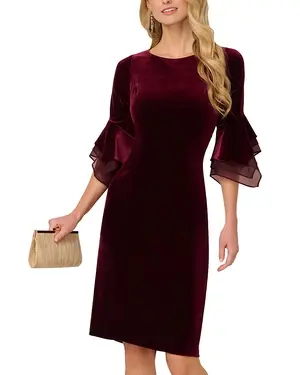 Adrianna Papell Velvet Dress - Bordeaux