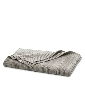 BOLL & BRANCH Cable Knit Organic Cotton Baby Blanket - Heathered Pewter
