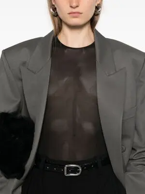 Wardrobe.NYC Sheer Bodysuit - Black