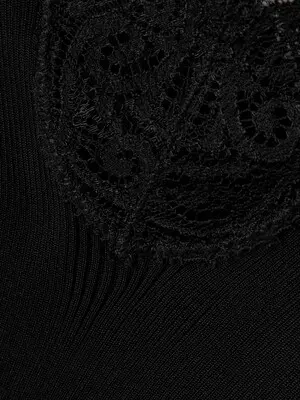 Saint Laurent Lace-trimmed Ribbed Silk-jersey Tank Top - Black