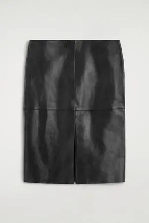 Cos Leather A-line Midi Skirt
