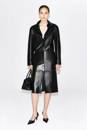 Cos Leather A-line Midi Skirt