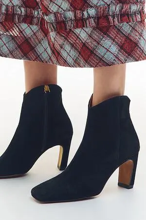 Anthropologie Western Ankle Boots - Black Suede
