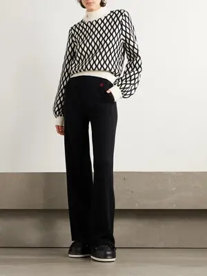 Perfect Moment Embroidered Knitted Wool Wide-leg Pants