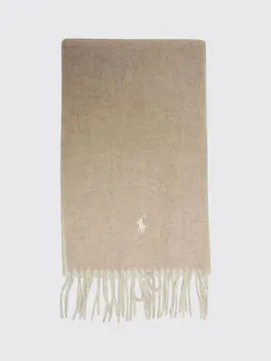 Polo Ralph Lauren Reversible Wool Blend Scarf With Embroidered Logo - Beige