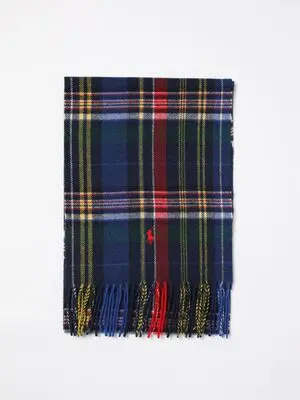 Polo Ralph Lauren Reversible Wool Blend Scarf With Embroidered Logo Blue