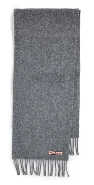 Acne Studios Canada Skinny Wool Scarf - Grey Melange