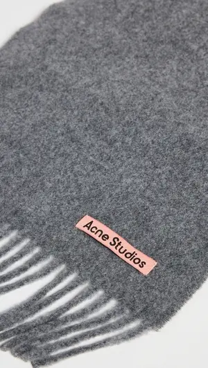 Acne Studios Canada Skinny Wool Scarf - Grey Melange