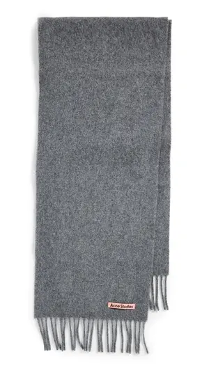 Acne Studios Canada Skinny Wool Scarf - Grey Melange