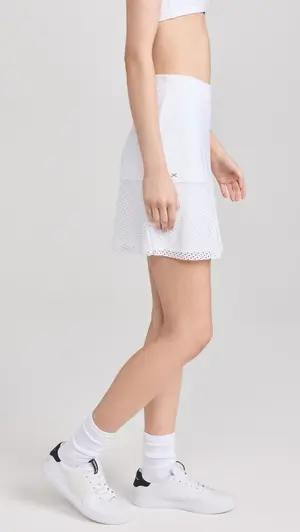 Rlx Ralph Lauren 4-way Stretch Eyelet Flare Skort