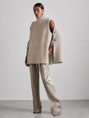 REISS Atelier Wool-blend Jumper With Cashmere And Buttoned Sleeves