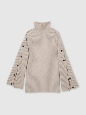 REISS Atelier Wool-blend Jumper With Cashmere And Buttoned Sleeves