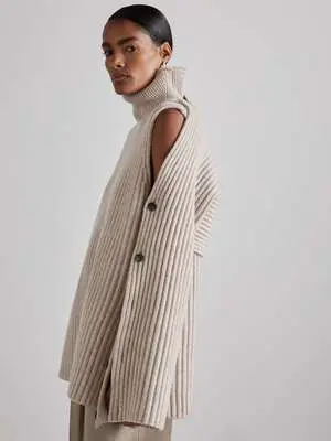 REISS Atelier Wool-blend Jumper With Cashmere And Buttoned Sleeves