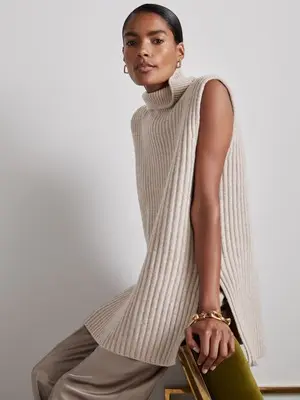 REISS Atelier Wool-blend Jumper With Cashmere And Buttoned Sleeves