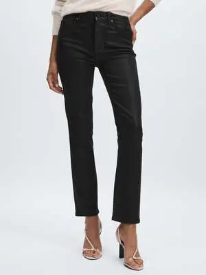 Paige Cindy Coated Straight-leg Jeans