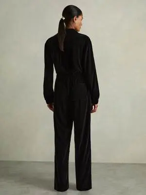 REISS Vinnia Patch-pocket Velvet Jumpsuit